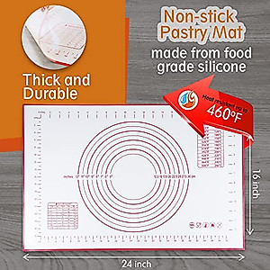 Cheer Collection Silicone Baking Mat - Non-Slip Kitchen Mat for Rolling Dough and Baking Cookies Pizza Macarons - 16" x 24"