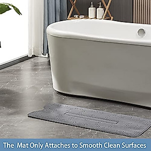 Webos Bathtub Mat Non Slip: Soft Safety Foam Bath Mat for Tub Suitable for Elderly and Kids Extra Long 40x16Inch with Drain Holes and Suction Cups Massage Tub & Shower Mat for Bathroom (Dark Grey)