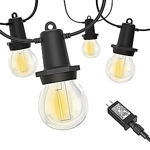 Sunnyload 52FT Outdoor String Lights Waterproof, 110 Volts Outdoor Decorations for Patio, Yard, Garden, Porch, Backyard,Heavy-Duty Decorative Cafe Hanging Lights,with 15 LED Shatterproof Bulbs