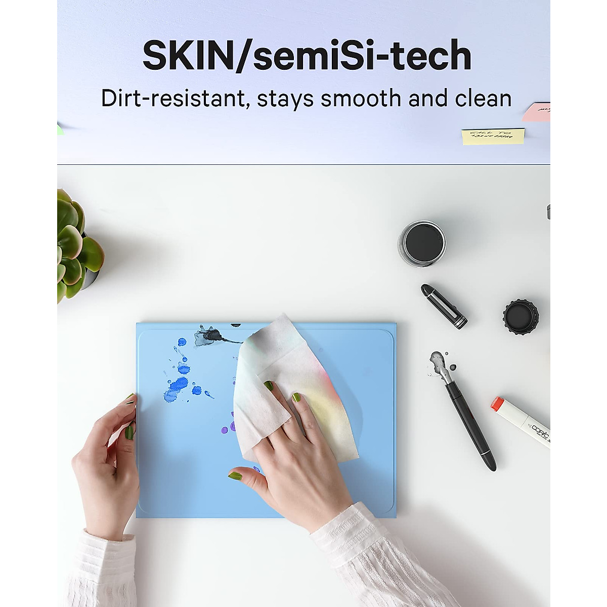 GreenLaw Keyboard Case for iPad Air 11 inch (M2), iPad Air 6th Gen(2024), iPad Air 5th/4th Gen 10.9 inch(2022/2020), Stain Resistant Case, 7-Color Backlit, Dual-Device Connection, Blue