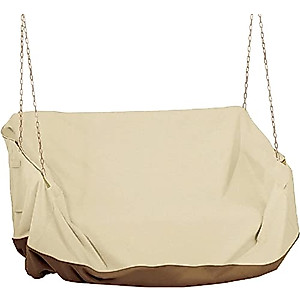 boyspringg Porch Swing Cover, 56x32x25 Inches, Outdoor Swing Cover Waterproof for Patio Garden Furniture, Patio Swing Cover All Weather Protection (Beige)