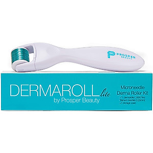 Derma Roller Microneedle Kit [DERMAROLL LITE 0.25mm by Prosper Beauty] Face Roller with Replaceable Head Exfoliation Microdermabrasion Micro Derma Skin Care Tool Dermaplaning Microneedling