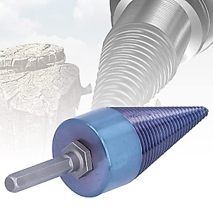 Xinde Firewood Log Splitter Drill Bit, High Speed Steel Log Breaker Reamer, Heavy Duty Twist Firewood Wood Splitter Drill Bit for Electric Drill Machine for Camping Farm Family (42mm Hex Shank)