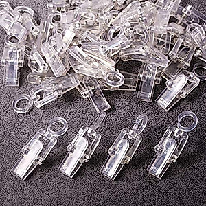 BBTO 48 Awning Clips, Curtain Clip String Party Wire Light Holder Hanger for Outdoor Camping RV Awning Home Decoration, Photos, Art Craft Display (Clear)
