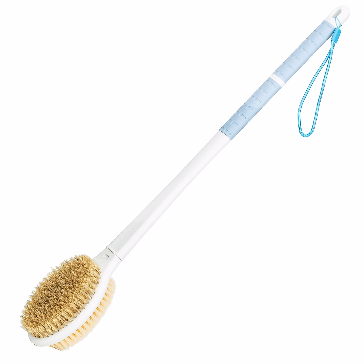 Arswin Shower Brush with Soft and Stiff Bristles,Back Scrubber 20.5" Extra Long Anti-Slip Handle Dual-Sided Bath Brush Body Exfoliator for Wet or Dry Brushing
