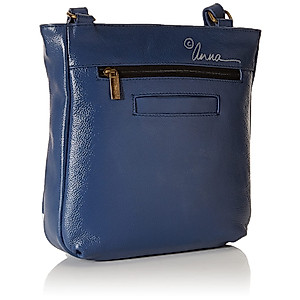 Anna by Anuschka Women's Anuschka Women s Genuine Leather Medium Crossbody Handbag Hand Painted Exterior Romantic Rose Bl, Romantic Rose Blue, One Size US