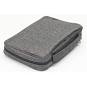 Light Gray Zipper Pocket Heavy Reinforced Fabric Large Bible Cover Case, X-Large