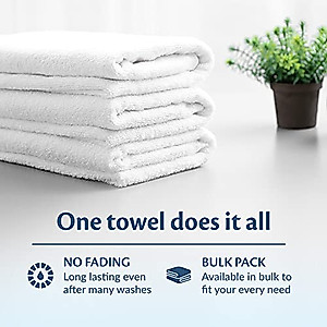 Car Care Essentials Wash Dry and Detail Towels, Set of 12, White, 100% Ring Spun Cotton, 16” X 27”, 4.25 lbs. per dz. Heavy Thick, Premium Multi-Purpose Towels