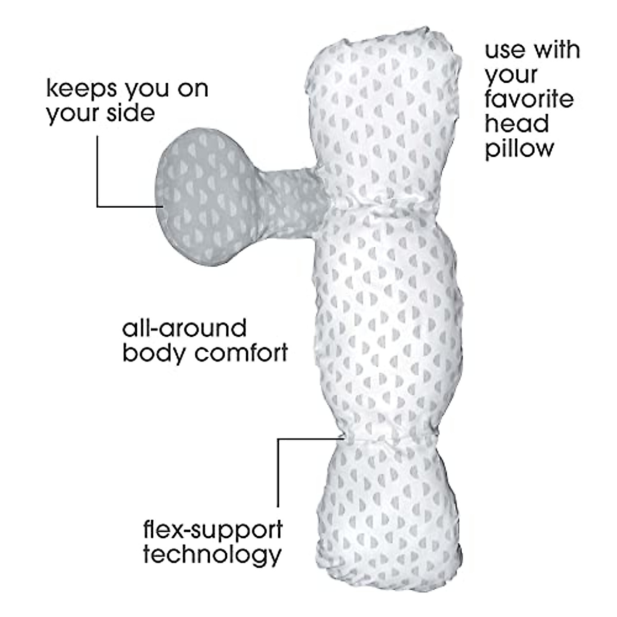 Boppy Full Body Side Sleeper Pillow, Mirage White and Gray, Versatile All-Around Body Comfort for Pregnancy and Postpartum, Flex-Support Technology for Sleeping and Sitting