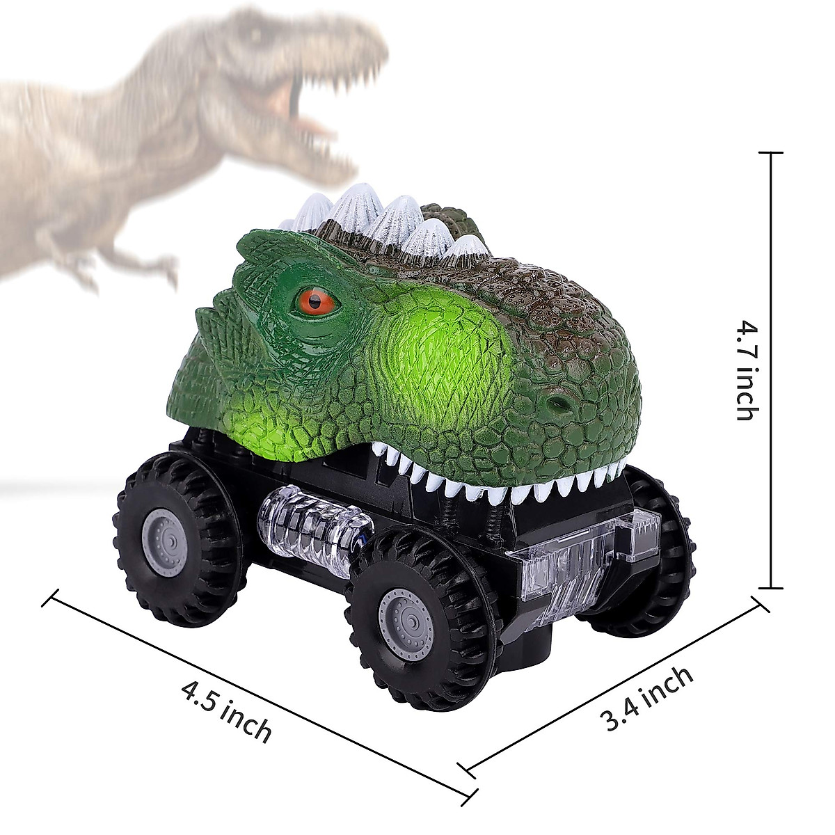 F FiGoal Dinosaur Cars with LED Light Sound Dino Car Toys Car Gifts Animal Vehicles for Boys Girls Toddles Kids Birthday Gifts Teacher Classroom Prize