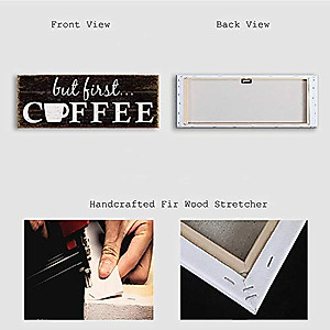 Kas Home Inspirational Quotes Motto Canvas Wall Art,Coffee Prints Signs Framed,Retro Artwork Decoration for Bedroom,Living Room,Office & Home Wall Decor (6 x 16 inch, Coffee)