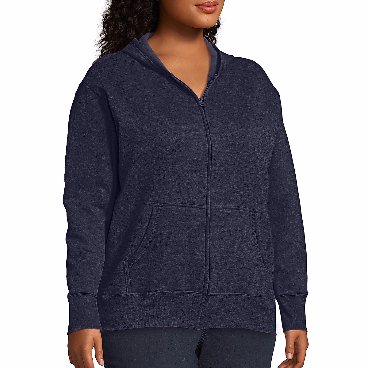 JUST MY SIZE womens Comfortsoft Ecosmart Fleece Full-zip Women's athletic hoodies, Navy Heather, 3X US