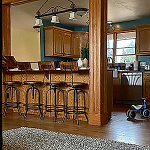 Set of 2-Industrial Bar Stools-Swivel Wooden Seat-Bar Counter Height Adjustable 26-32.2inch-Kitchen Dining Chairs