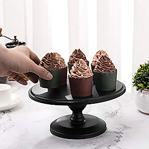 MyGift® Black Metal 10-Inch Cake Stand, Decorative Cupcake, Dessert and Appetizer Plate Pedestal Stand