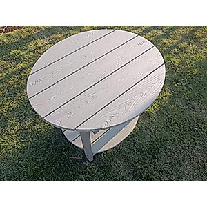 Byzane Double Adirondack Side Table, Patio Outdoor End Table Weather Resistant,Round Table for Patio, Garden, Lawn, Indoor Outdoor Companion, Grey