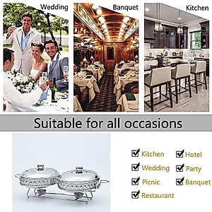 UZOURI 3 Quart Stainless Steel Chafing Dish Buffet Set, Chafer Set with Lid, Food Warmer for Parties Kitchen Banquet Dining,Silver (Gold)