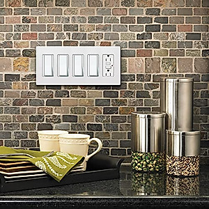 Lutron Claro 5 Gang Decorator/Rocker Wallplate, Gloss, White (1-Pack) | CW-5-WH