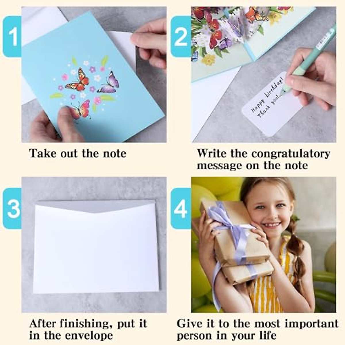 YUXIANLB Butterfly Pop Up Cards, Paper 3D Butterflies Flower Bouquet Popup Birthday Cards for Wife, Mother and Girlfriend Gift, Thank You Valentines Day Get Well Soon Anniversary Card for Women