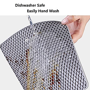 Silicone Trivet Mats, Pot Pads Silicone Pot Holders for Hot Pan Heat Resistant and Anti Slip, Easy to wash and Dry, 8 Pack Black & Gray(4 Squared + 4 Round Mats)