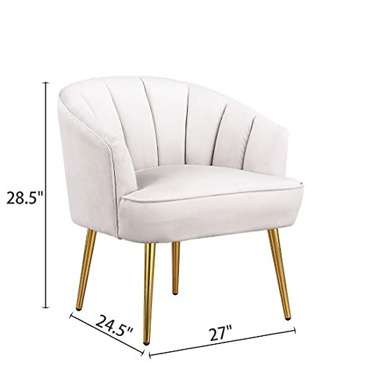 Morden Fort Velvet Barrel Club Chair Accent Armchair with Golden Legs for Living Room Bedroom Home Office Conner, White