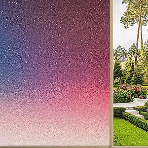 IOACIY Privacy Window Film Frosted Glass Sticker for Home Office Static Anti-UV Window Paper Decorative Window Covering for Bathroom (Universe Outer Space Starry Sky Red Blue-235, 17.7" x 23.6")