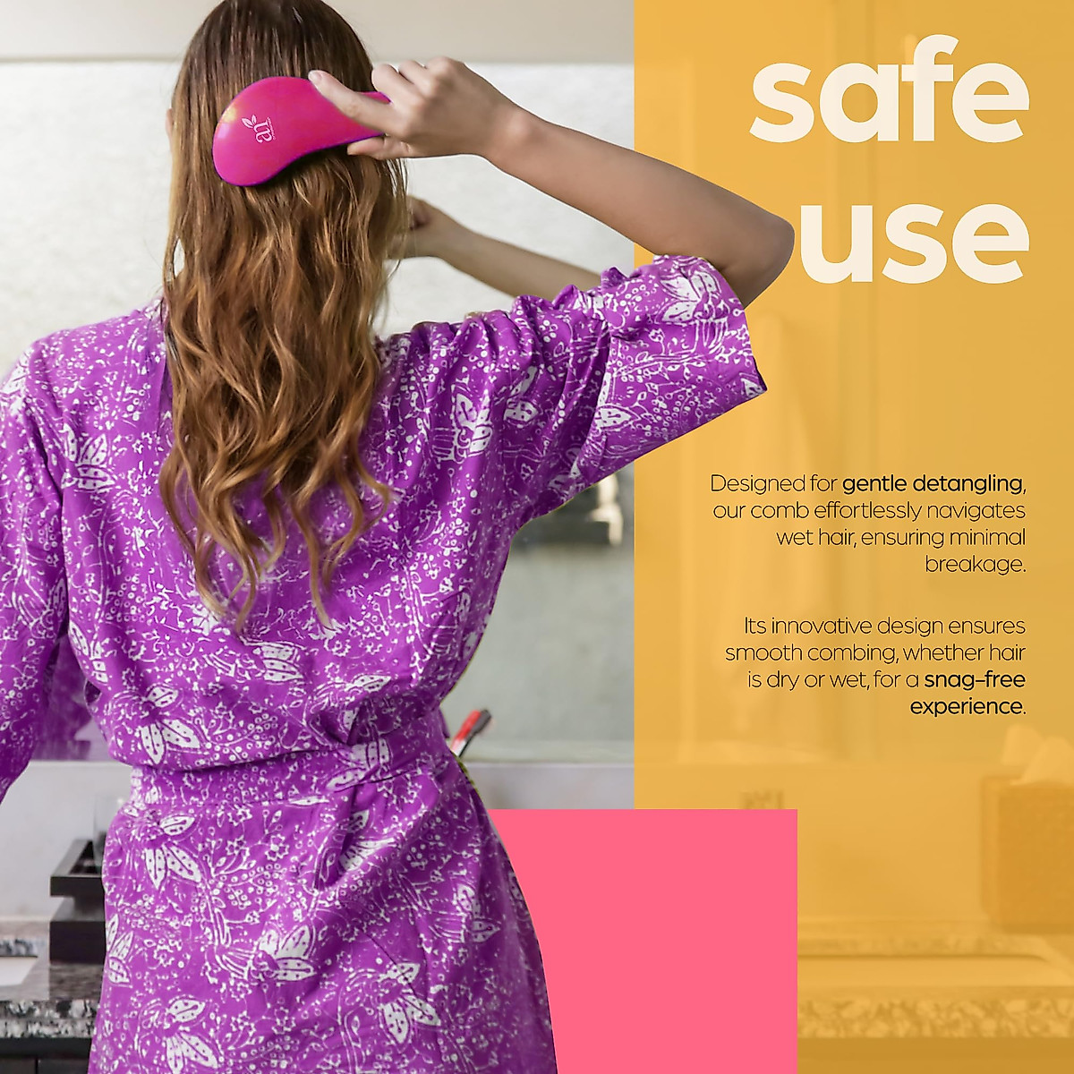 artnaturals Detangling Hair Brush Set - (2 Piece Gift Set - Pink & Black) - Detangler Comb for Women, Men and Kids - Wet & Dry – Removes Knots and Tangles, Best for Thick and Curly Hair – Pain Free