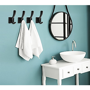 TOFIIGREM Black Wall Hooks Coat Hook, Towel Hooks Hand Towel Holder for Bathroom, Entryway Mudroom Hooks for Hanging Coat Key Robe Hat Backpack (8 Pack, Black)