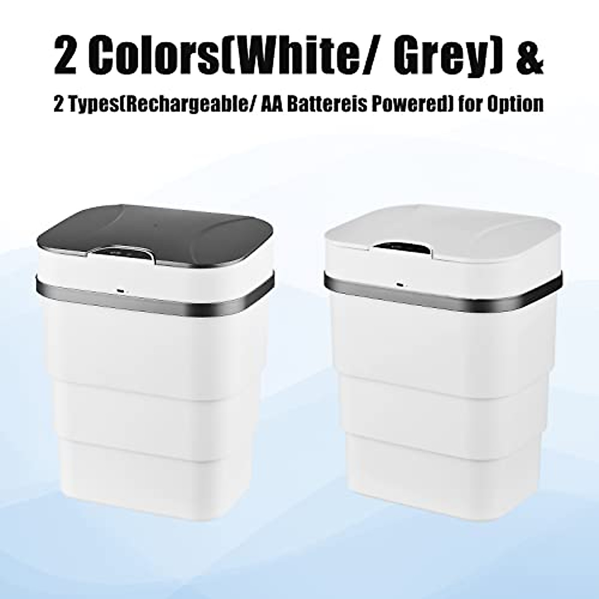 PENCHEN Auatic Toucess Infrared Motion Sensor Trash Can 3-Layer Folg Garbage Can Max. 9.5L ty Built-in Battery with USB Charging Cable