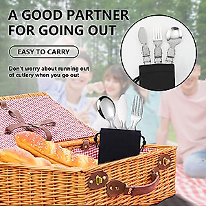 KitchenMade 4 Pack Reusable Flatware Sets Knife, Fork, Spoon, Chopsticks, Stainless Steel Folding Utensil Set & Nylon Storage Bag ，Ultralight Utensils for Backpacking/Hiking/Camping