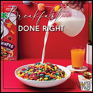 Vikko Pasta Bowls, 8.5 Inch Salad Bowls, White Soup Bowls, Fine Bone China Pasta Bowls, Set of 6, Microwave and Dishwasher Safe