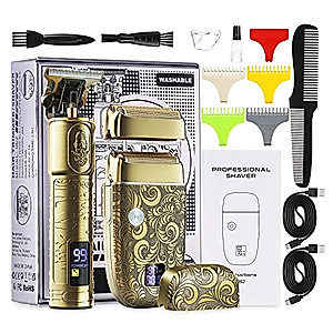 Bestauty Men's Foil Shavers - Electric Hair Clipper Hair Trimmer Beard Razor Shaver Kit with 4 Guide Combs, USB Rechargeable Haircut and Beard Shaving Kit for Salon, Barbers and Home Use