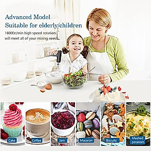 Cordless Hand Mixer, LHBD Electric Whisk USB Rechargeable Handheld Electric Mixer with 3-speed Self-Control, 304 Stainless Steel Beaters & Balloon Whisk, for Gifts, Butter Tarts, Cakes, Cookies