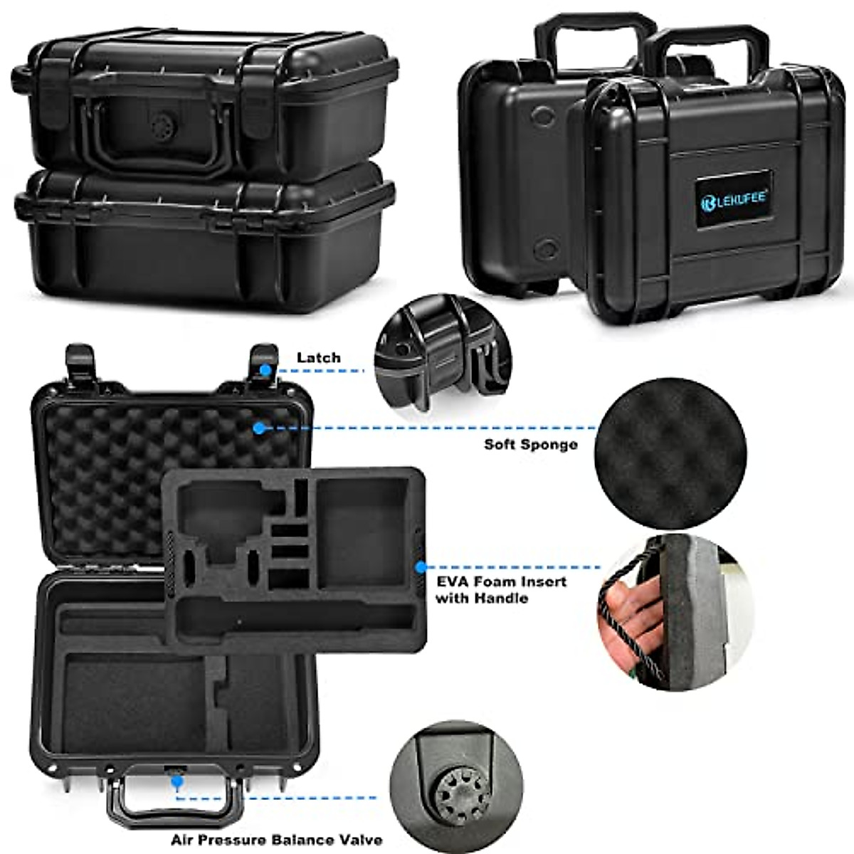 Lekufee Small Waterproof Hard Case Compatible with DJI Osmo Action 3 Combo and More DJI Action Camera Accessories (Case Only)
