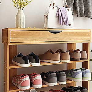 SDHYL 5-Tier Shoe Rack 29.5 inches Shoe Storage Shelf with 1 Top Storage Space, Shoe Organizer for Enterway, Maple, S7-WK-L24-MP-US