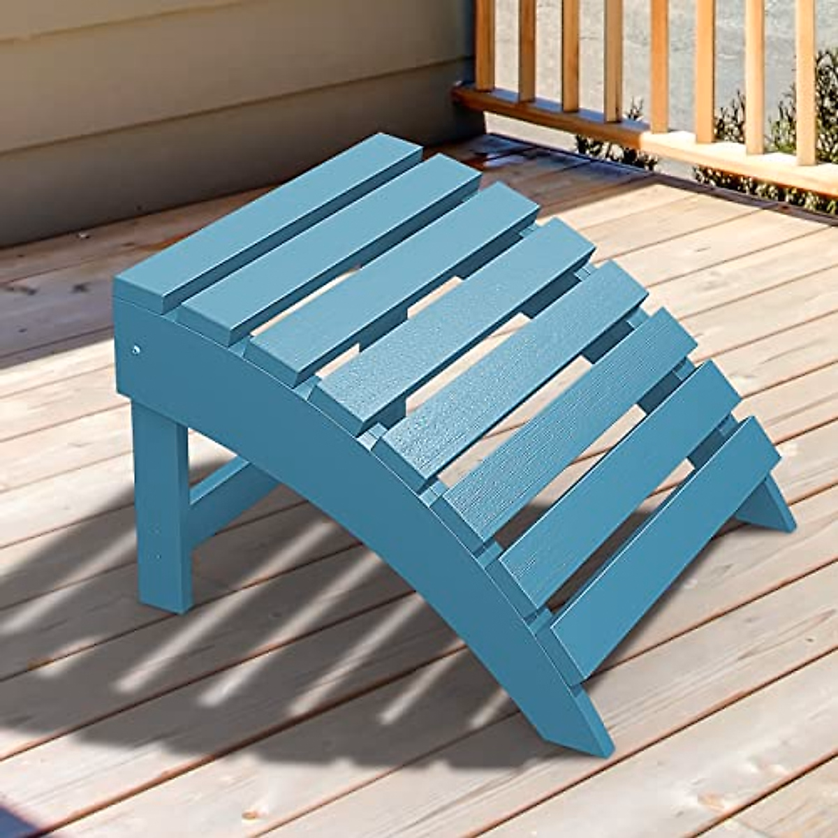 SERWALL Folding Adirondack Ottoman, Weather Resistant Adirondack Footrest Without Assembly, Cyan Blue
