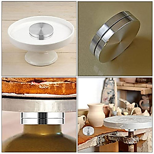 DOITOOL 3pcs Turntable Shaft Tabletop Accessories Cake Turntable Cake Stand Glass Round End Table Glass Tops Adapter for Glass Table to Rotate Non-Slip Mat Desktop Aluminum Alloy