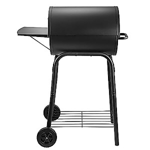 Charcoal Grills Outdoor BBQ Grill, Barrel Charcoal Grill with Side Table, with Nearly 500 Sq.In. Cooking Grid Area, Outdoor Backyard Camping Picnics, Patio and Parties, Black by DNKMOR