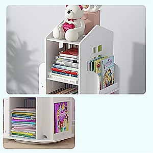 NNR Bookshelf 3-Tier Rotating 360 degree Bookshelf Children's Bookcase, Floor Standing Storage Rack Shelf for Home Office White Bookshelves Organizer for Books