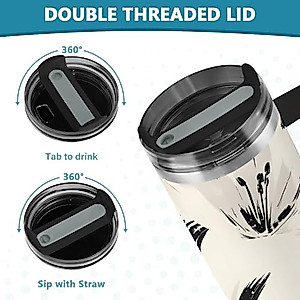 Bokkoy Ink Painting Lily 40 oz/30 oz Tumbler with Handle and Straw Stainless Steel Tumbler with Lid Reusable Vacuum Insulated Cup
