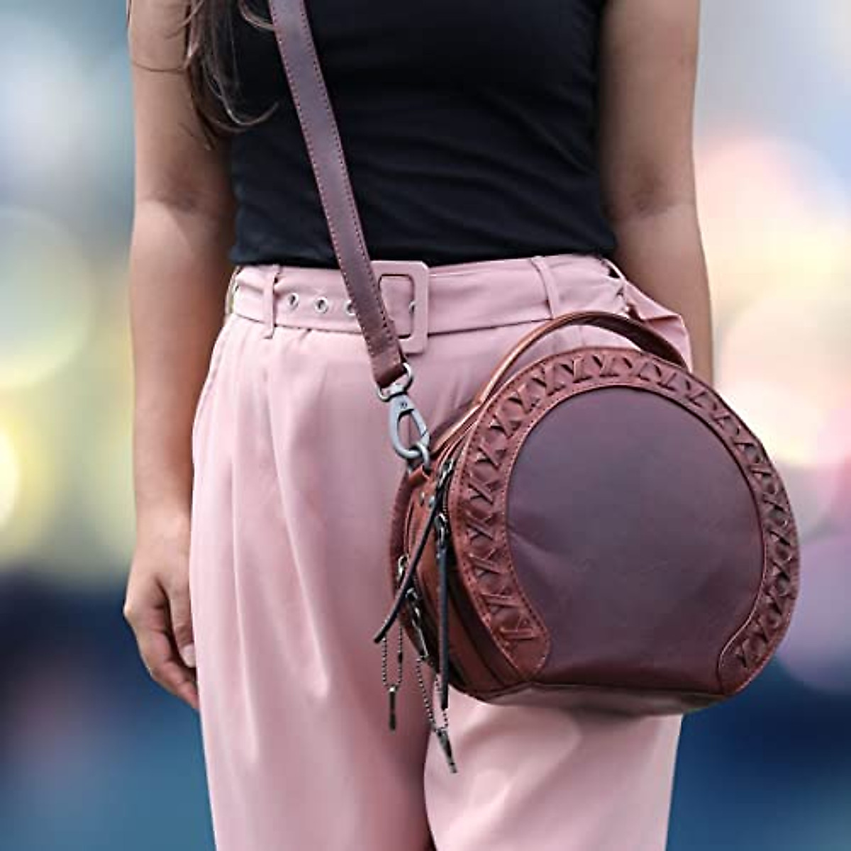 Lady Conceal Oaklee Concealed Carry Crossbody - Womens Locking Concealed Carry Purse - Crossbody Bag with Gun Holster (Mahogany)