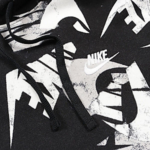Nike Men's Essentials+ Allover Print Fleece Hoodie Black/White Medium