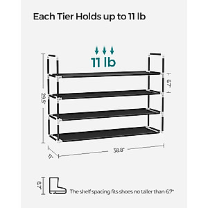 SONGMICS 4-Tier Shoe Rack with Shelves for Closet Entryway, Black ULSH054B01