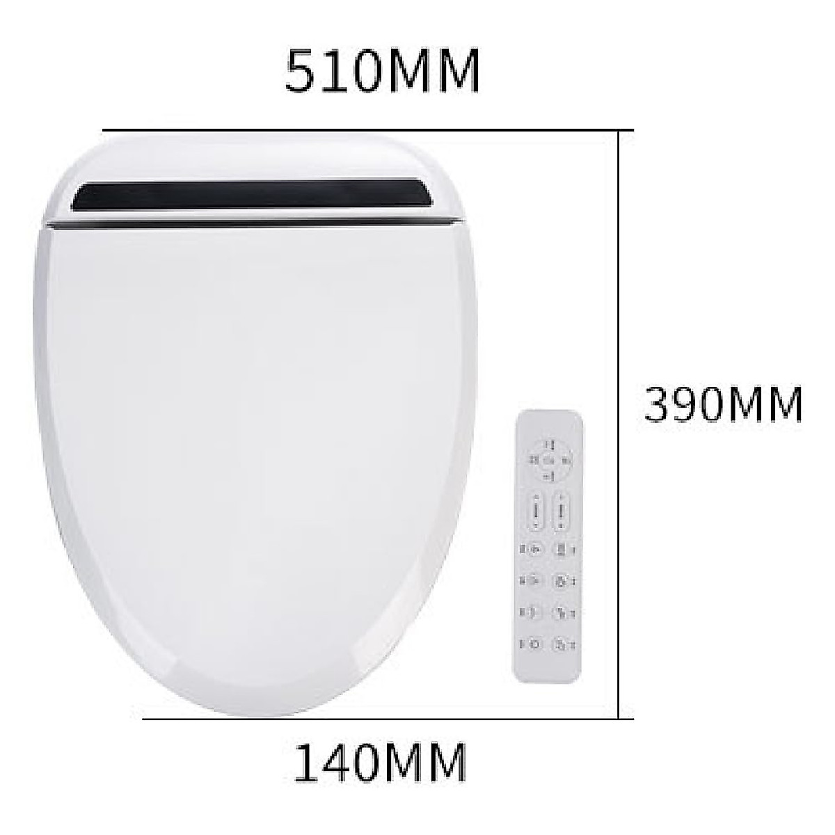 Bidet Toilet Seat, Elongated Toilet Seat Warm Water, Heated Seat Bidet with Remote Control,Self-cleaning Nozzle Temperature Adjustable LED Light, Need Electricity, for Hotel office Hospital school