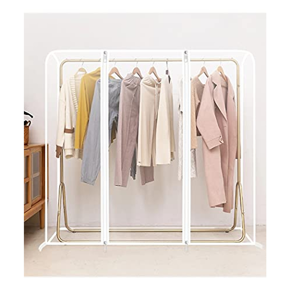 TzBBL Garment Rack Cover 5 Ft with Strong Zipper Protective Rail Cover 47" X 20" X 59" (120 X 50 X 150 cm)-Only Cover