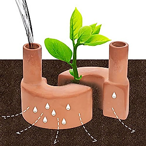 YUESHICO Self-Watering Terra Cotta Planter Water Storage Tank Reusable Automatic Terracotta Plant Watering Devices Globes Stakes Self-irrigate Watering Spikes Ceramic Plant Waterer Set