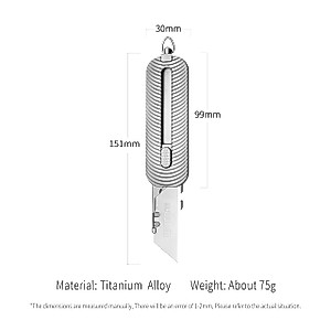 TGZUO Titanium EDC Utility Knife with Retractable Razor Box Cutter 10pcs Carbon Blades
