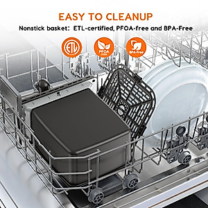 Trundlia Air Fryer Oven 6.3 QT, Compact & Large Airfryer for Family, 8 Quick Presets, Non-Stick Square Basket, All Metal Inside, Dishwasher Safe, Black