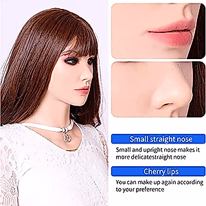 EQAIWUJIE Crossdressing fake face for Transgender Halloween Cosplay Realistic Handmade Silicone Head for Crossdresser(Ivory)