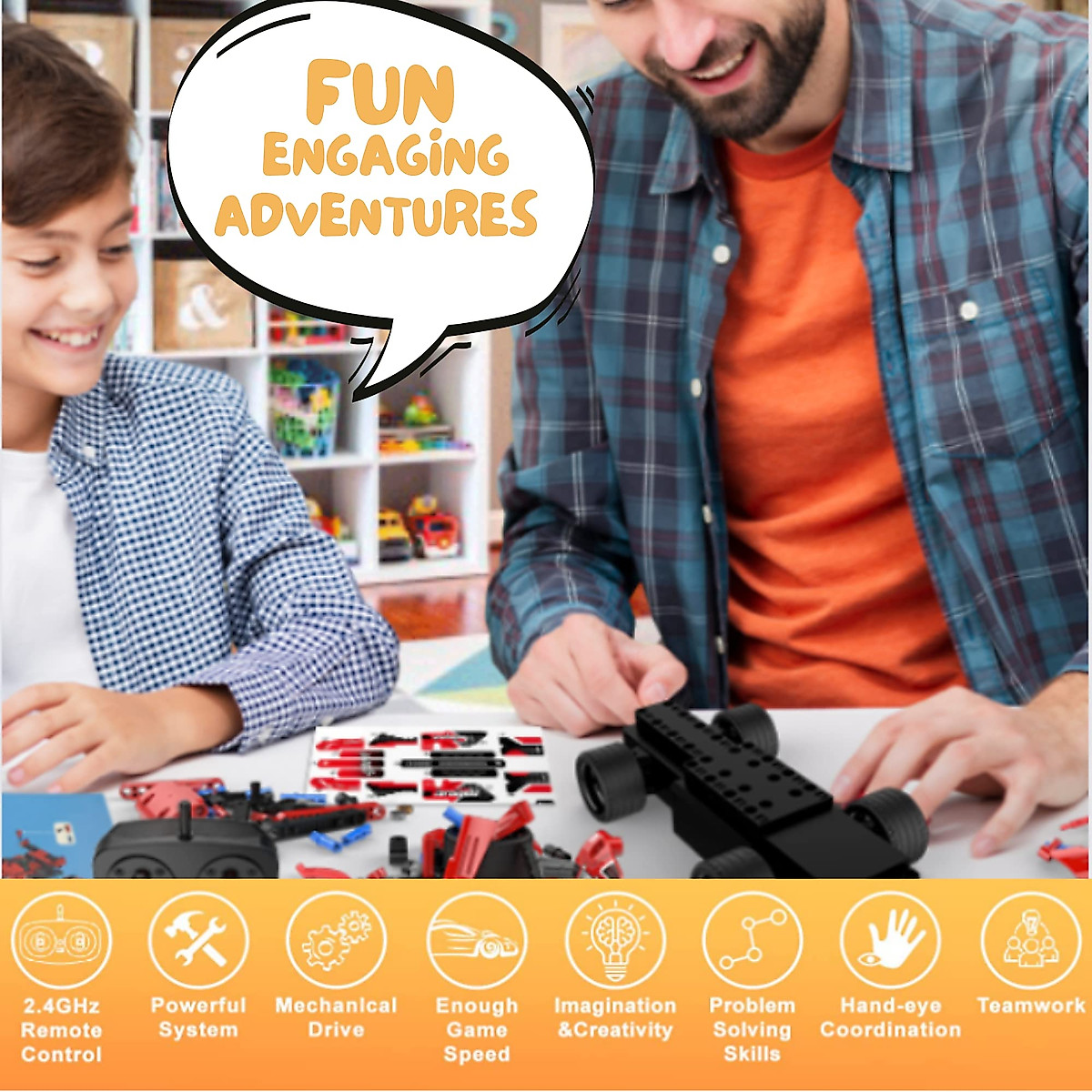 RC Car Building Toys for Boys Age 8-12 Fun STEM activities for Kids and Cool Birthday for 7, 8, 9, 10+ Years Old Boys Remote Control Car Building Kit 2-in-1 RC Cars Kit to Build