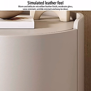 Modern Minimalist Bedroom Solid Wood White Bedside Table, Round Bedside Table with Storage Drawers, Bedroom Side Table, Chest of Drawers, Wooden Bedside Table, Mini Bedside Table, Storage Cabinet (Co